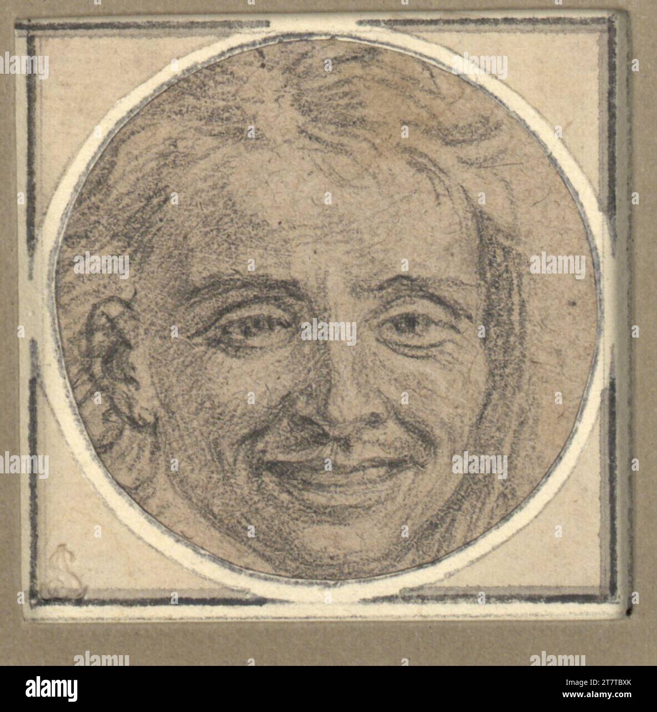 Gabriel Metsu Head of a smiling young man, en face. Black chalk, on ...