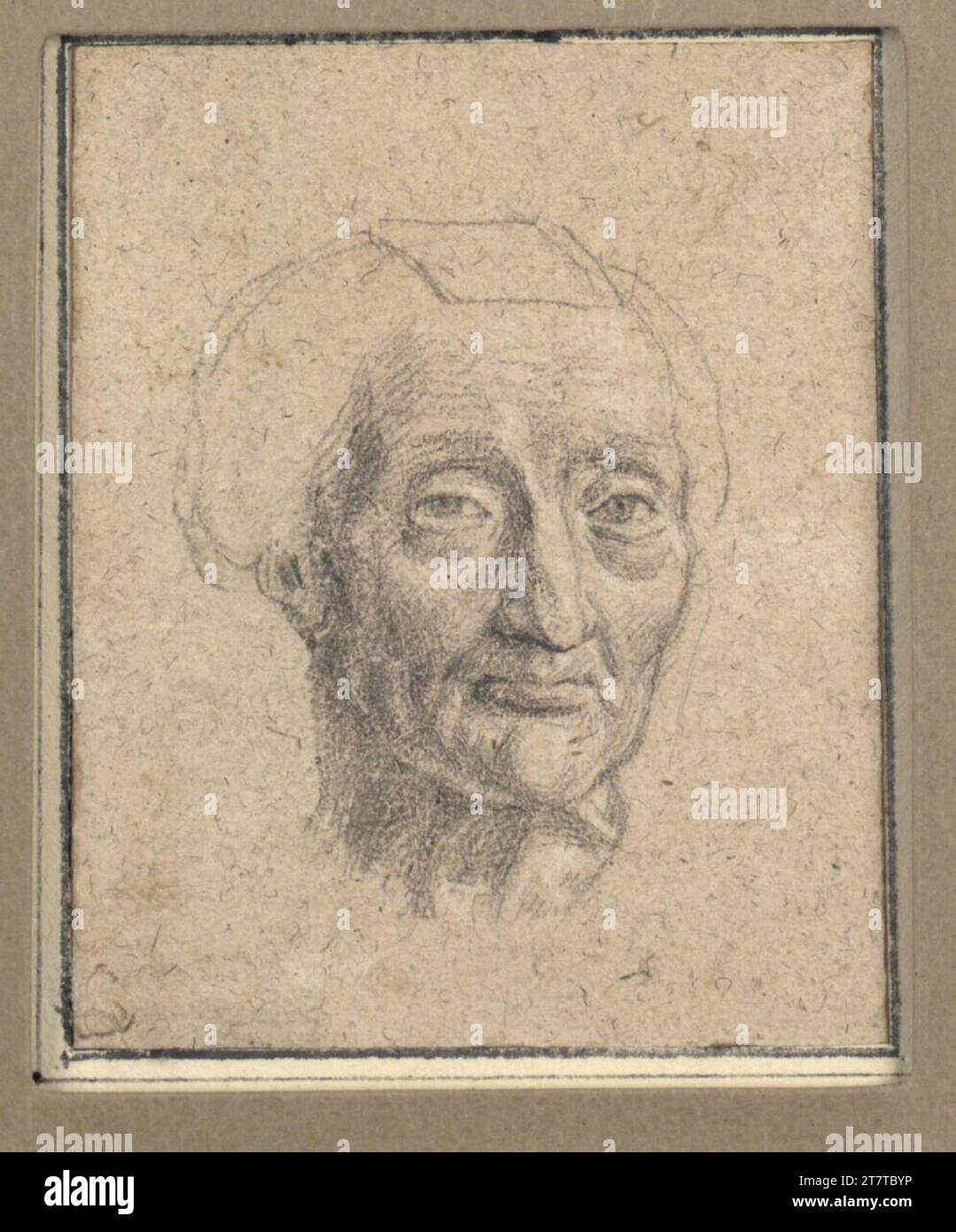 Gabriel Metsu Head of an old woman, looking at the viewer. Black chalk ...