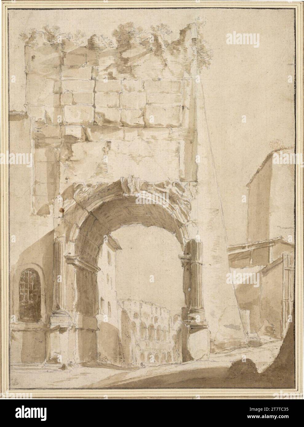 Jan Both Remains of the titus arch with a view of the Colosseum ...