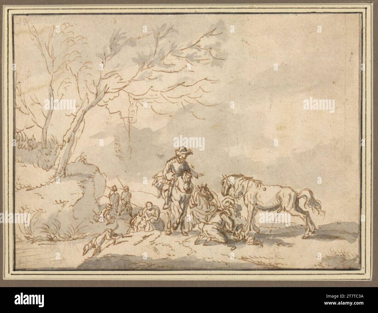 Philips Wouwerman Rasting hunters (with urinating stallion). Feder in ...