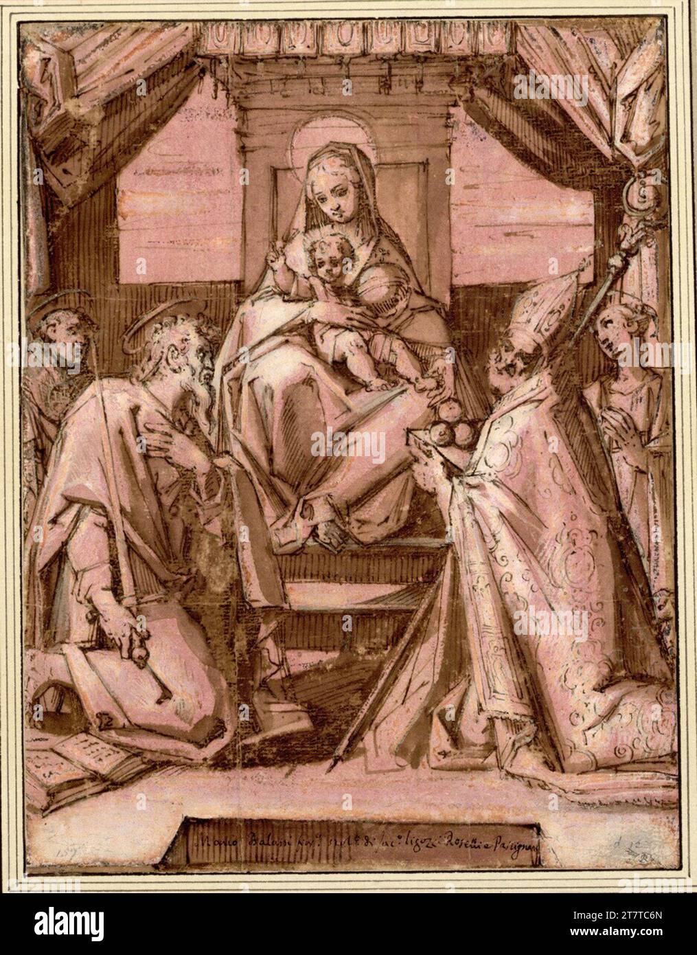 Mario Balassi Sacra Conversazione. (The Madonna sits under a canopy on ...