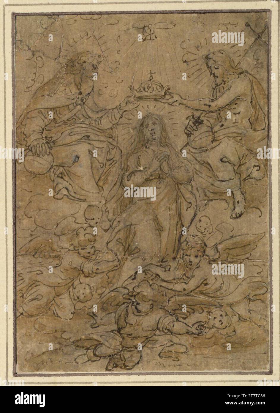 Abraham van Diepenbeeck Mary coronation. Feder in brown, ocher -colored ...