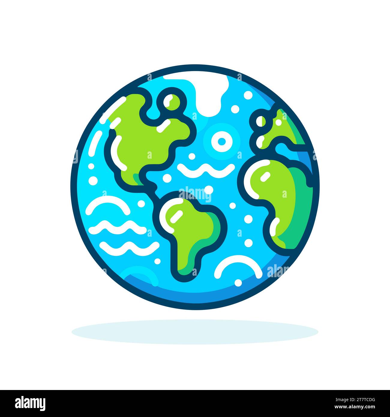 Globe Earth in cartoon style with blue oceans and green continents ...