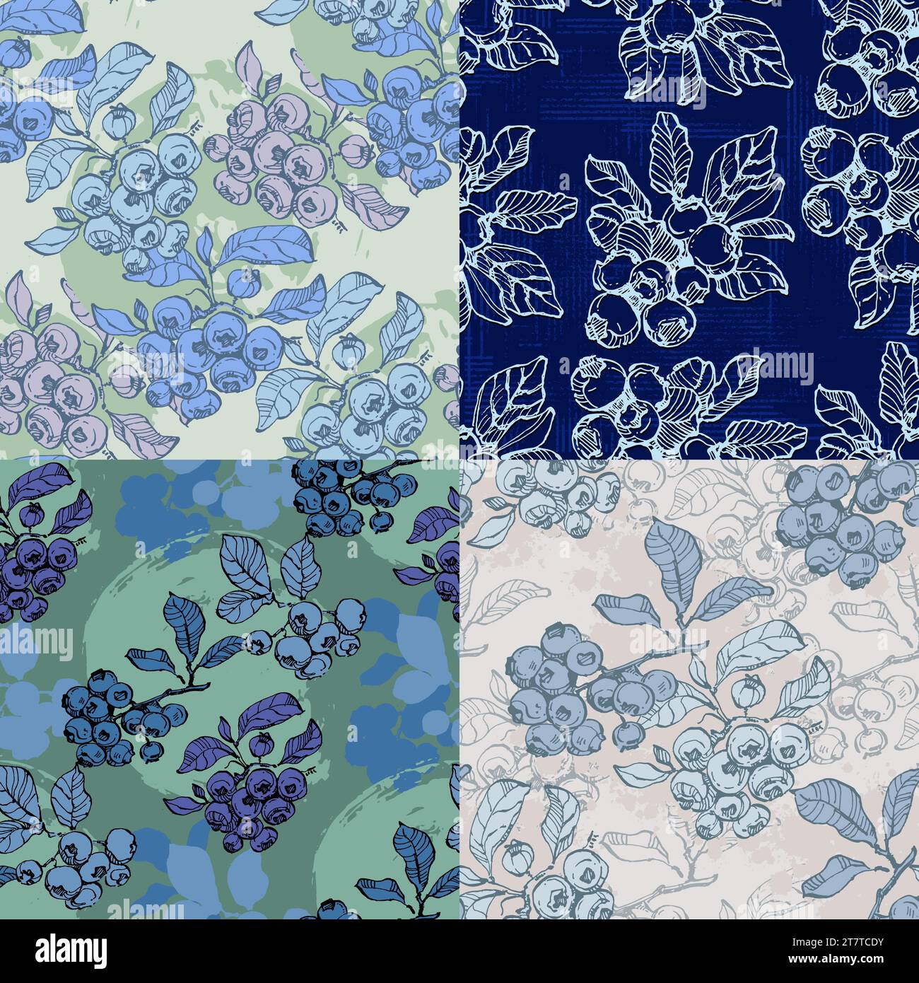 Seamless pattern sketch. Blueberry pattern vector sketch. Blueberry ...