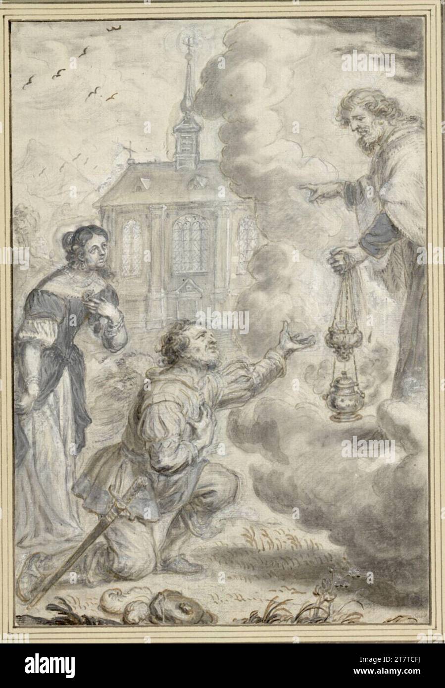 Abraham van Diepenbeeck Elias appears to a kneeling man and a lady (31 ...