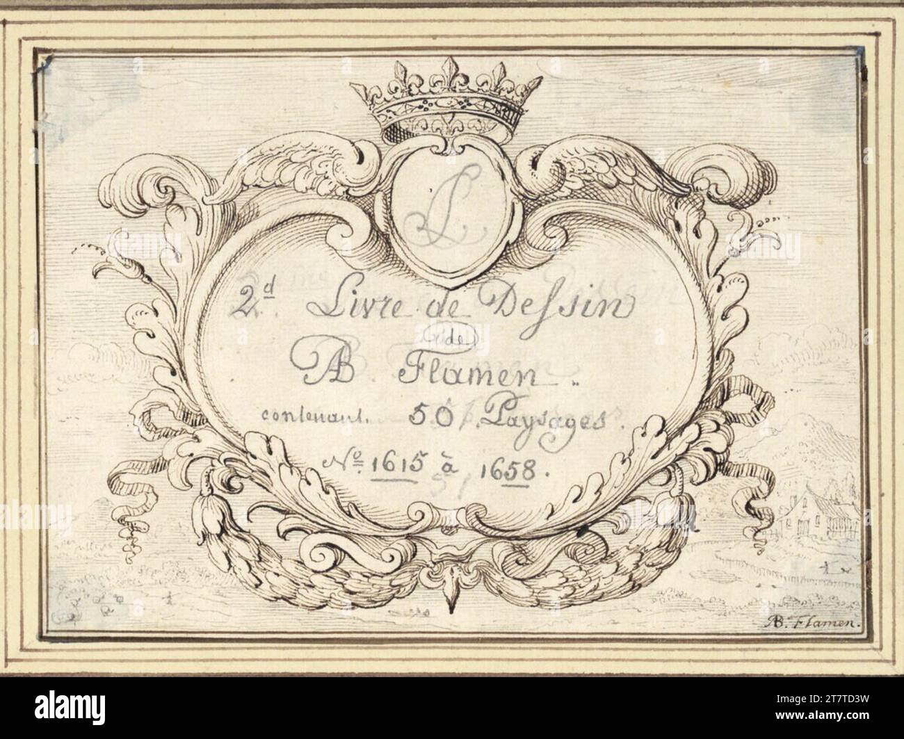 Albert Flamen Title cartridge ("Cl/ 2d. Livre de Dessin/ de/ Ab. Flamen ...