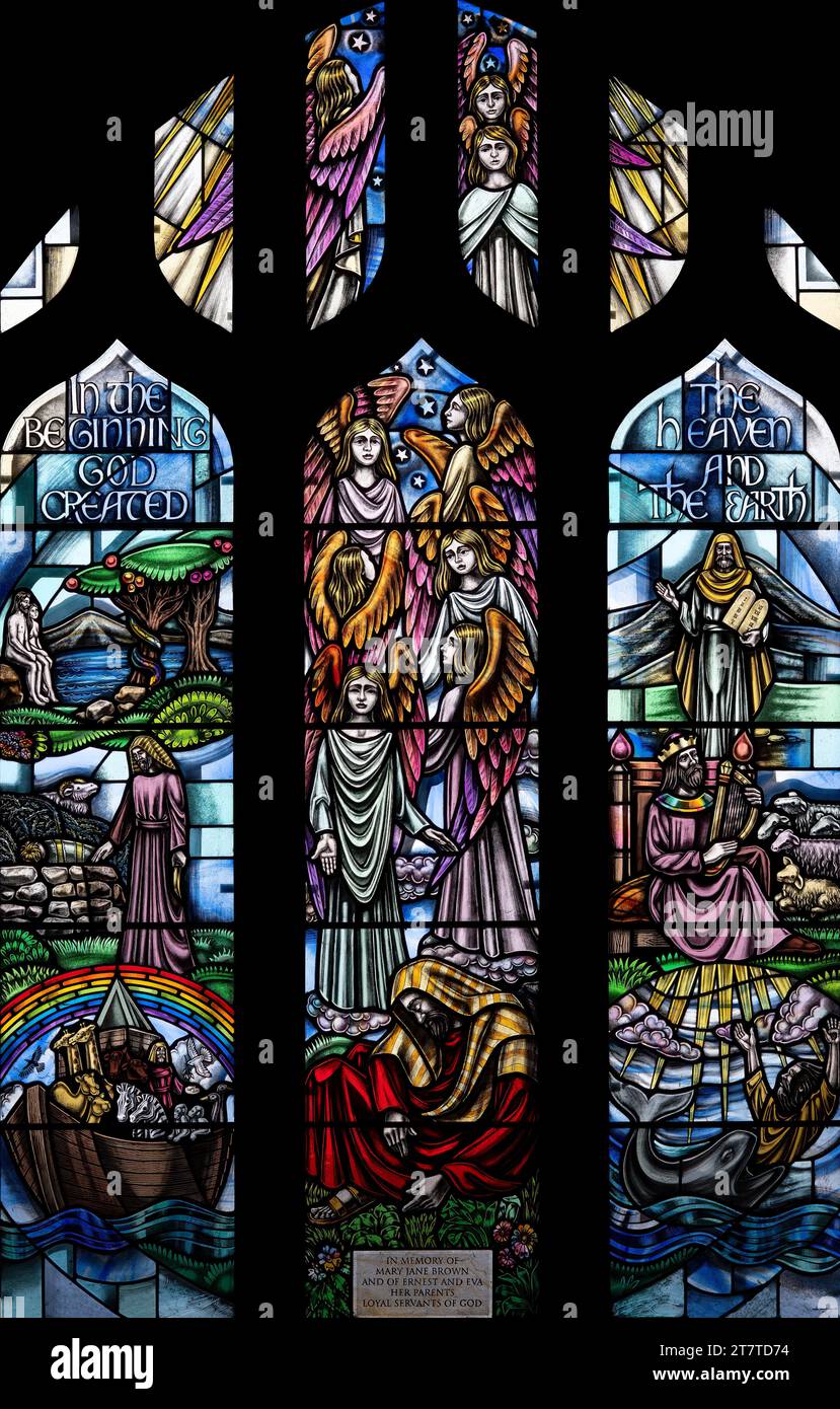 Old Testament images depicted in 21st century stained glass, St Michael ...