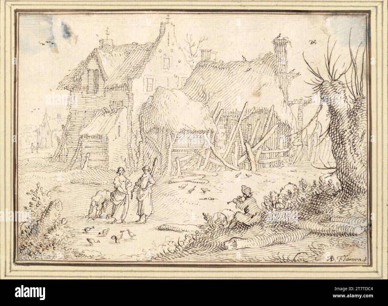 Albert Flamen Foolish with two women and a flute playing shepherd in ...