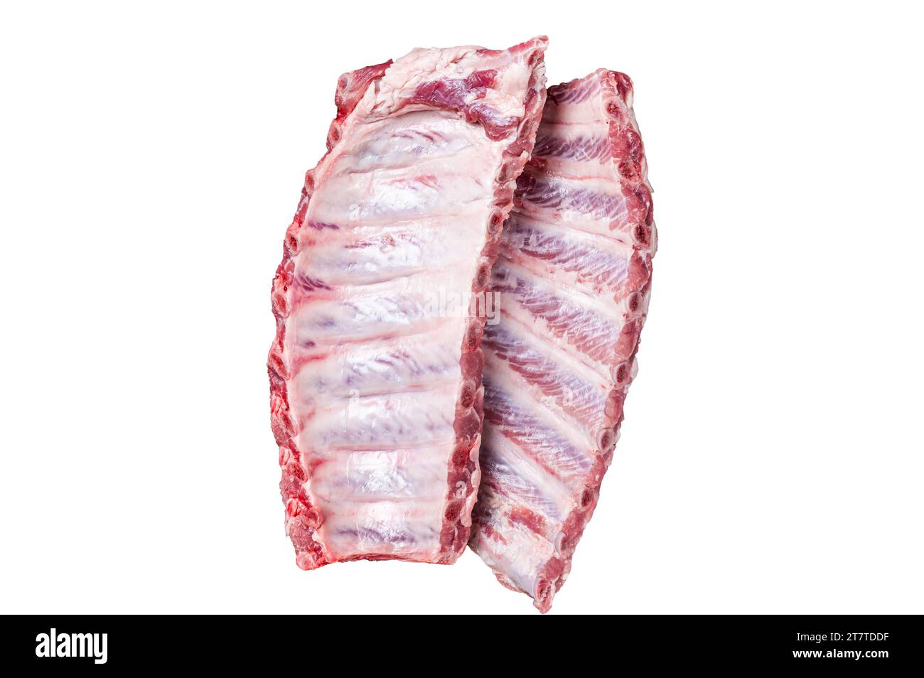 Raw Pork Spareribs, uncooked spare ribs on a plate. Isolated, white background Stock Photo - Alamy