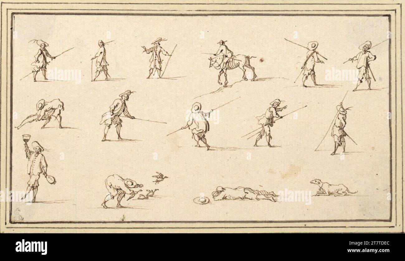 Albert Flamen Figure sheet with fourteen soldiers, including fish and ...