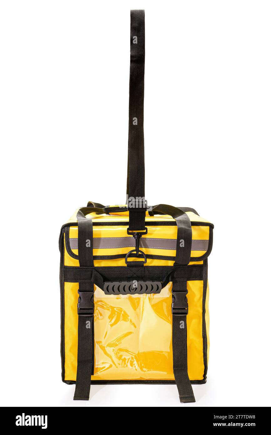Yellow thermal bag for delivery isolated on white background Stock ...