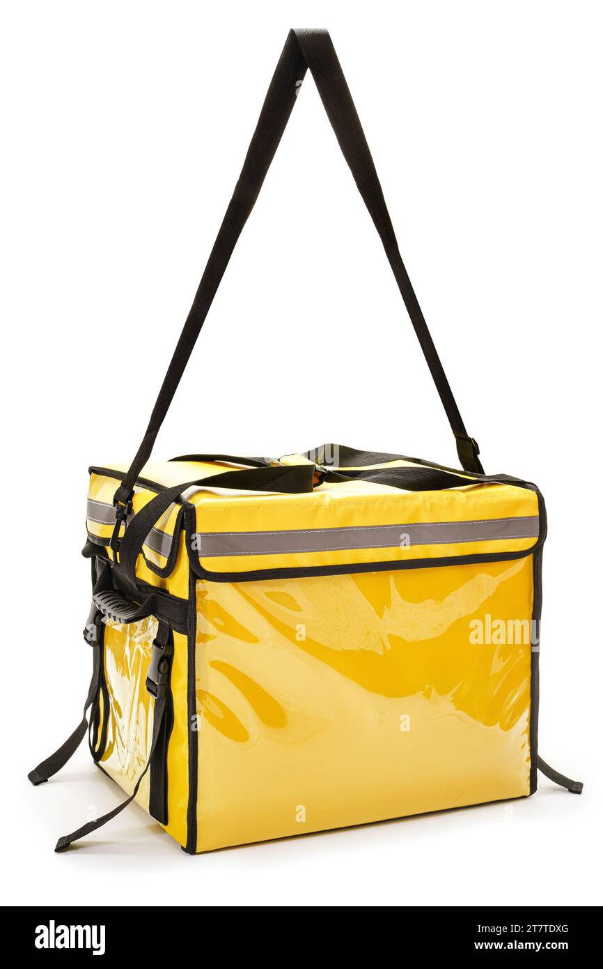 Yellow thermal bag for delivery isolated on white background Stock ...