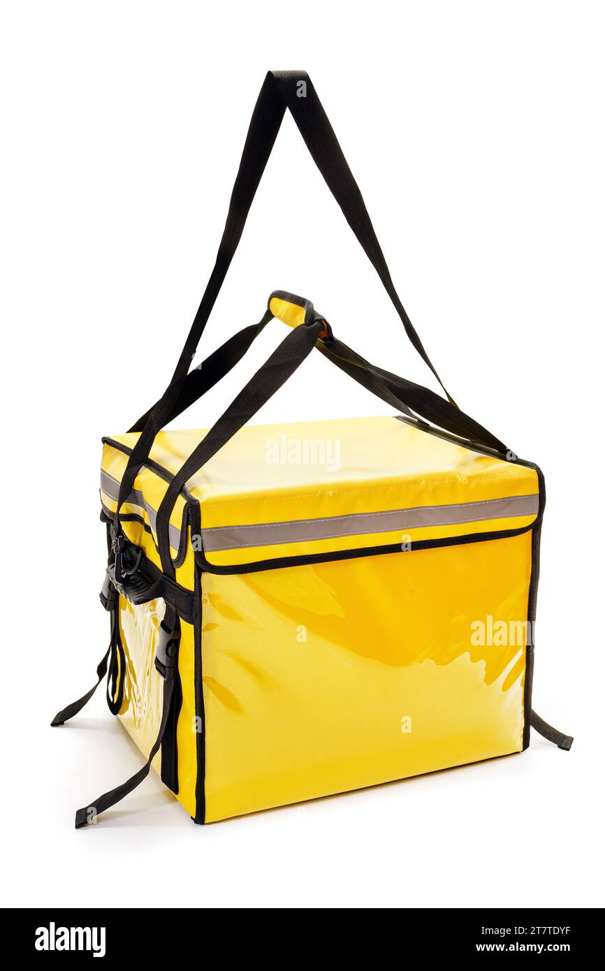 Yellow thermal bag for delivery isolated on white background Stock ...