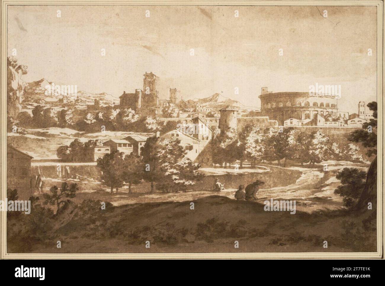 Jacob van der Ulft View of an Italian city with a high amphitheater ...