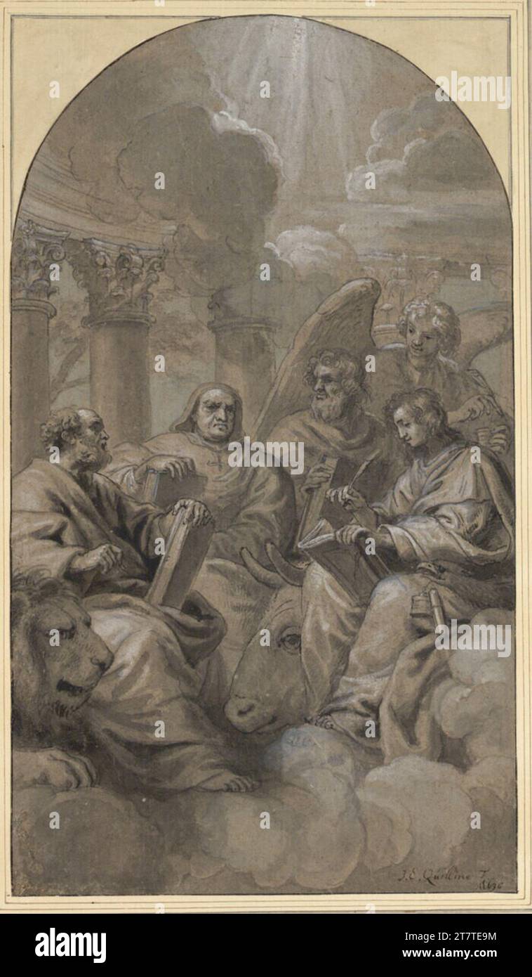 Jan Erasmus Quellinus The four evangelists. Feather and brush in gray ...