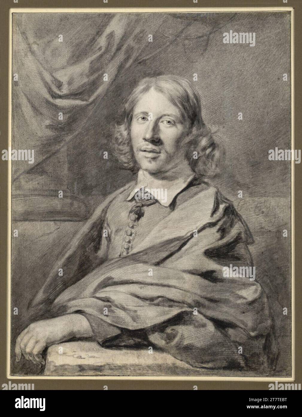 Cornelis Visscher Self -portrait, half -figure. Black chalk, gray ...