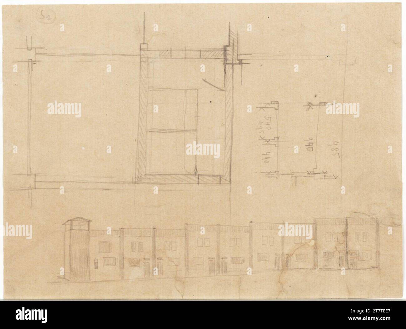 Adolf Loos (Entwerfer in) Settlement houses, Vienna, row house, sketch ...