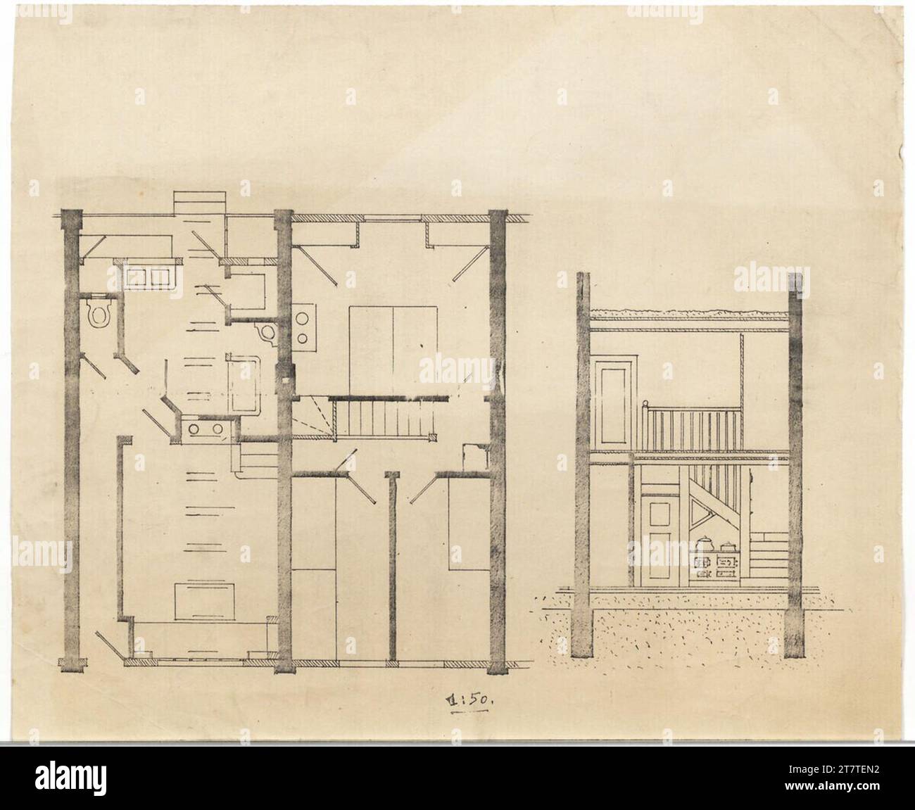 Adolf Loos (Entwerfer in) Settlement houses, Vienna, row house, 4m type ...