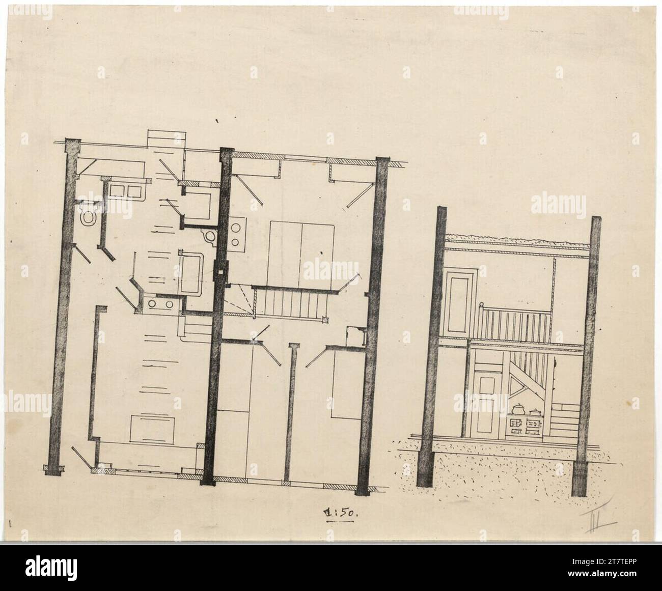 Adolf Loos (Entwerfer in) Settlement houses, Vienna, row house, 4m type ...