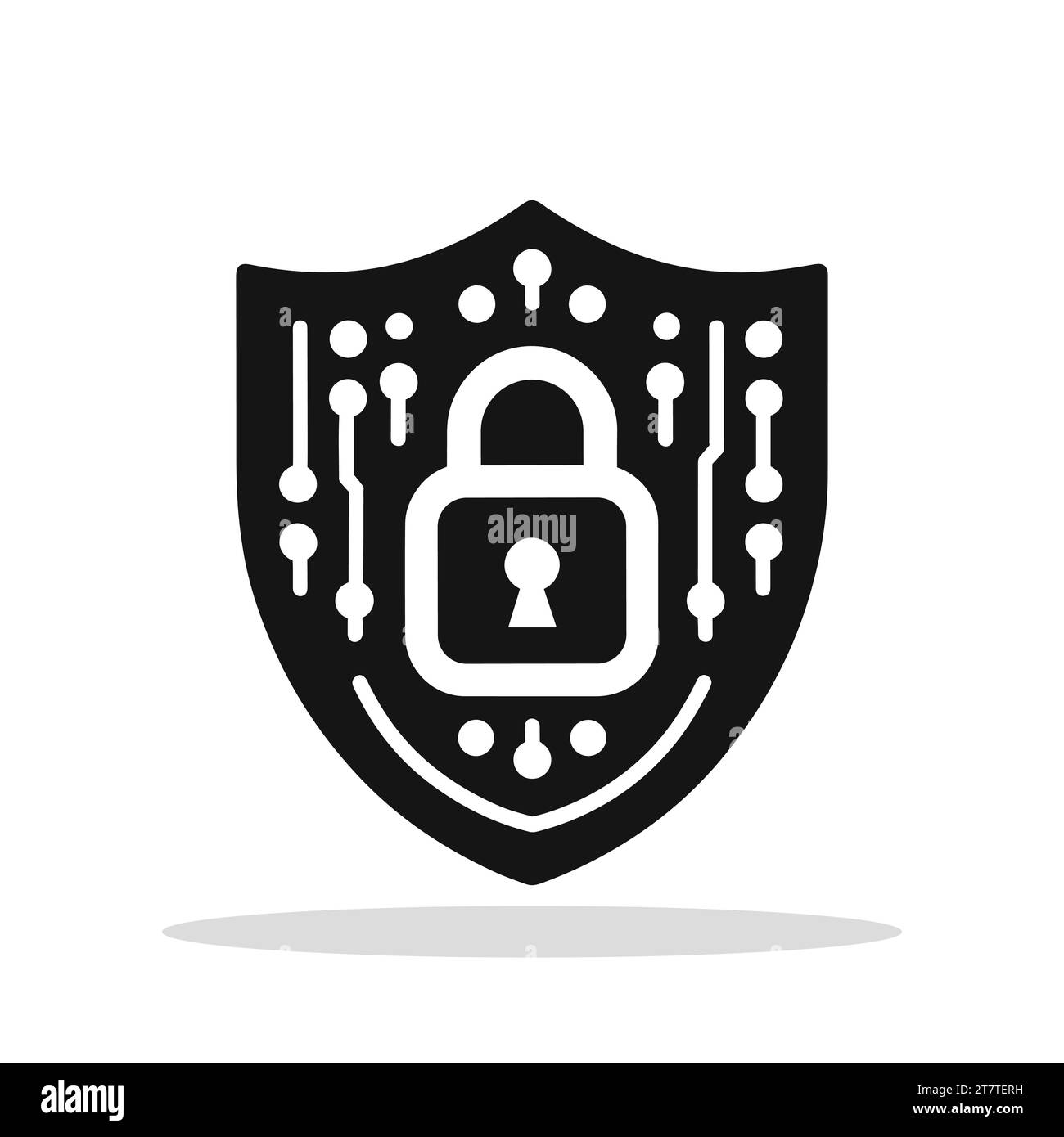 Shield and padlock icon. Black shield with padlock symbol. Concept of ...