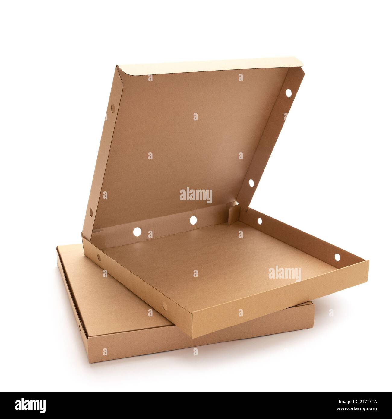 Empty cardboard pizza box isolated on white background Stock Photo - Alamy