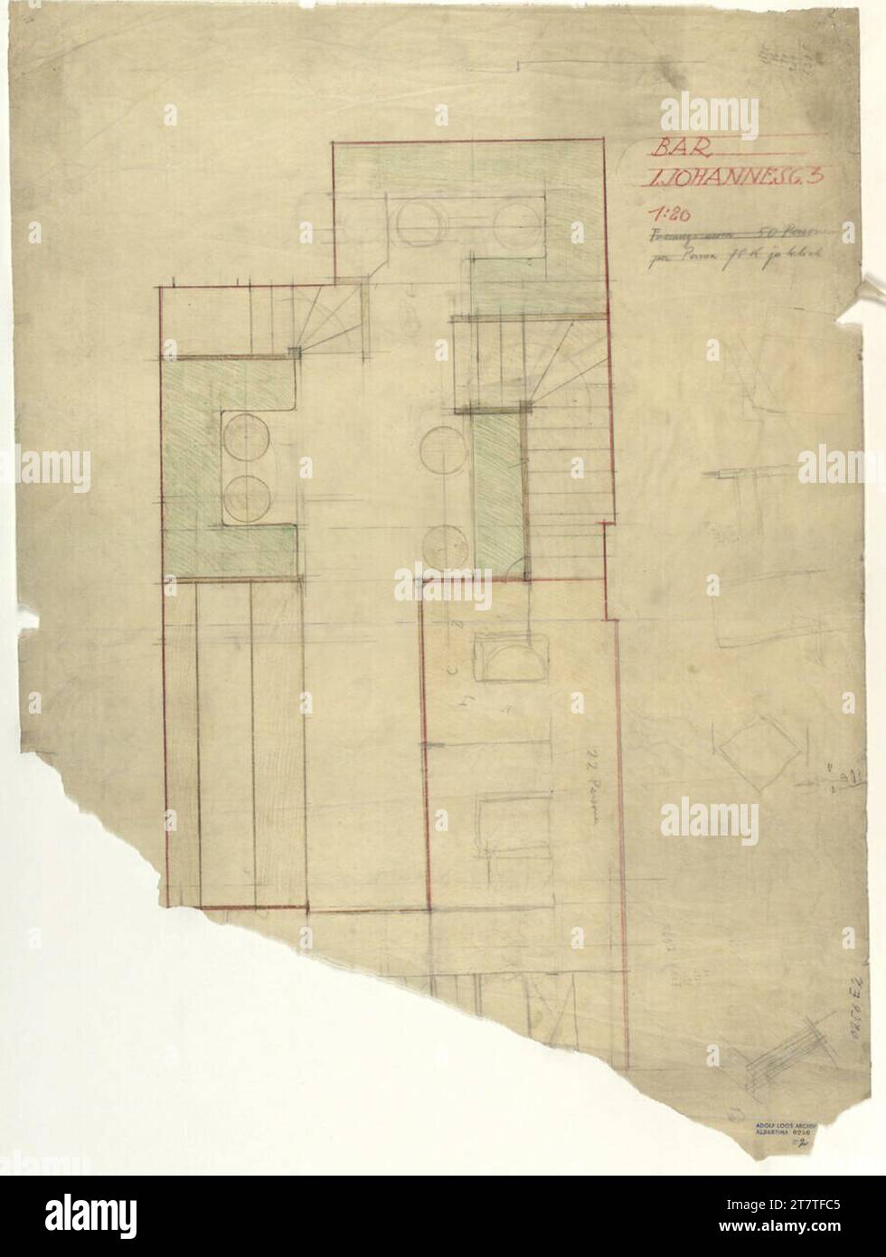 Adolf Loos (Entwerfer in) Café Capua, Vienna I., Johannesgasse 3, floor ...