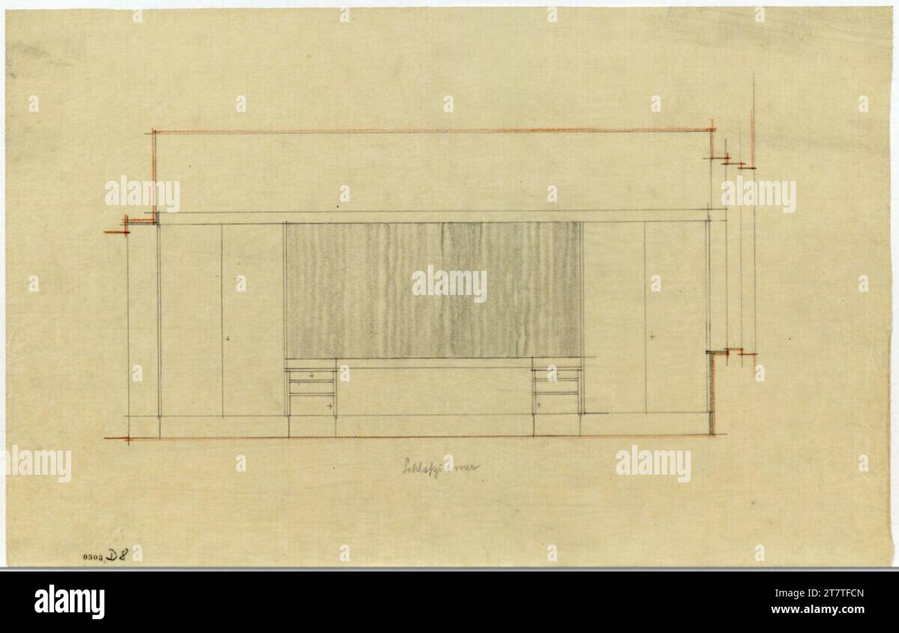 Adolf Loos (Entwerfer in) Bedroom, wall cultivation. Transparent Paper ...