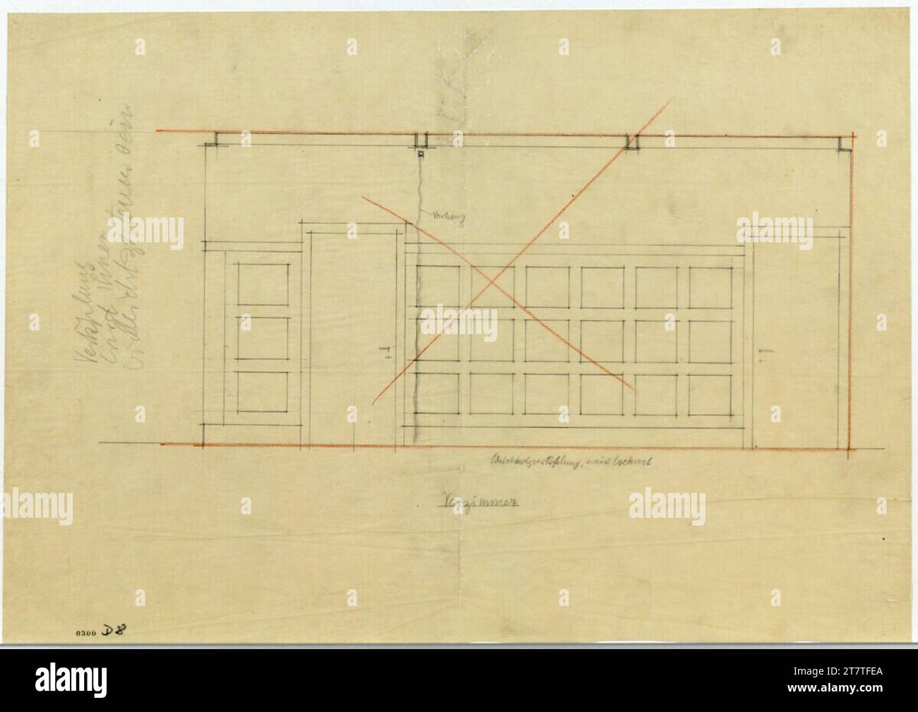 Adolf Loos (Entwerfer in) In front room, wall paneling. Transparent ...