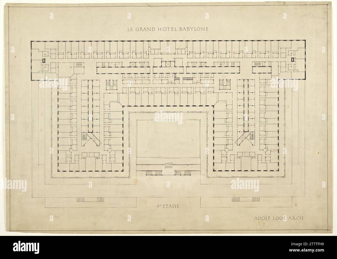 Adolf Loos (Entwerfer in) Grand Hotel Babylon, Nice, floor plan, 4th ...