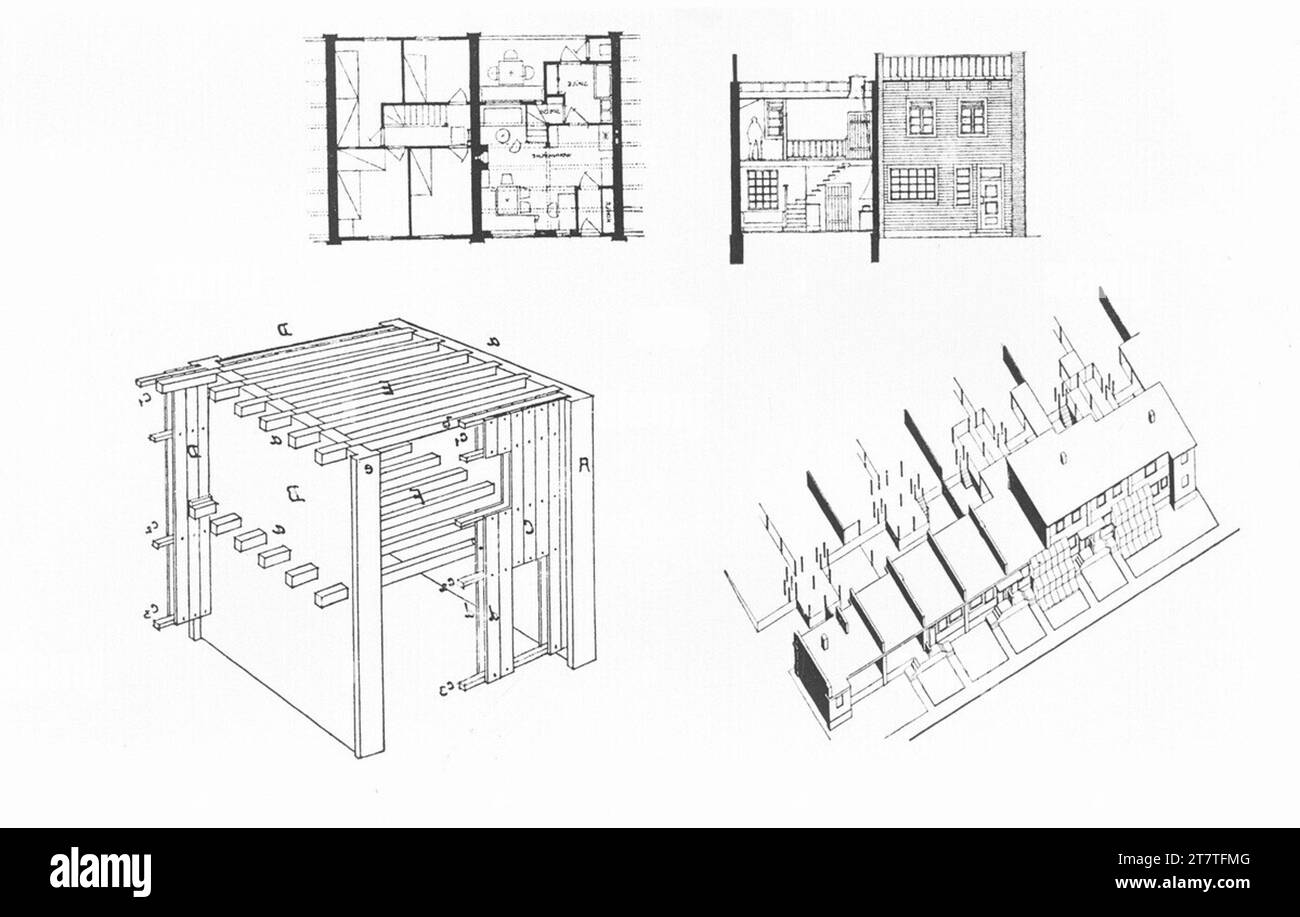 Martin Gerlach jun. House with a wall (project), construction scheme ...