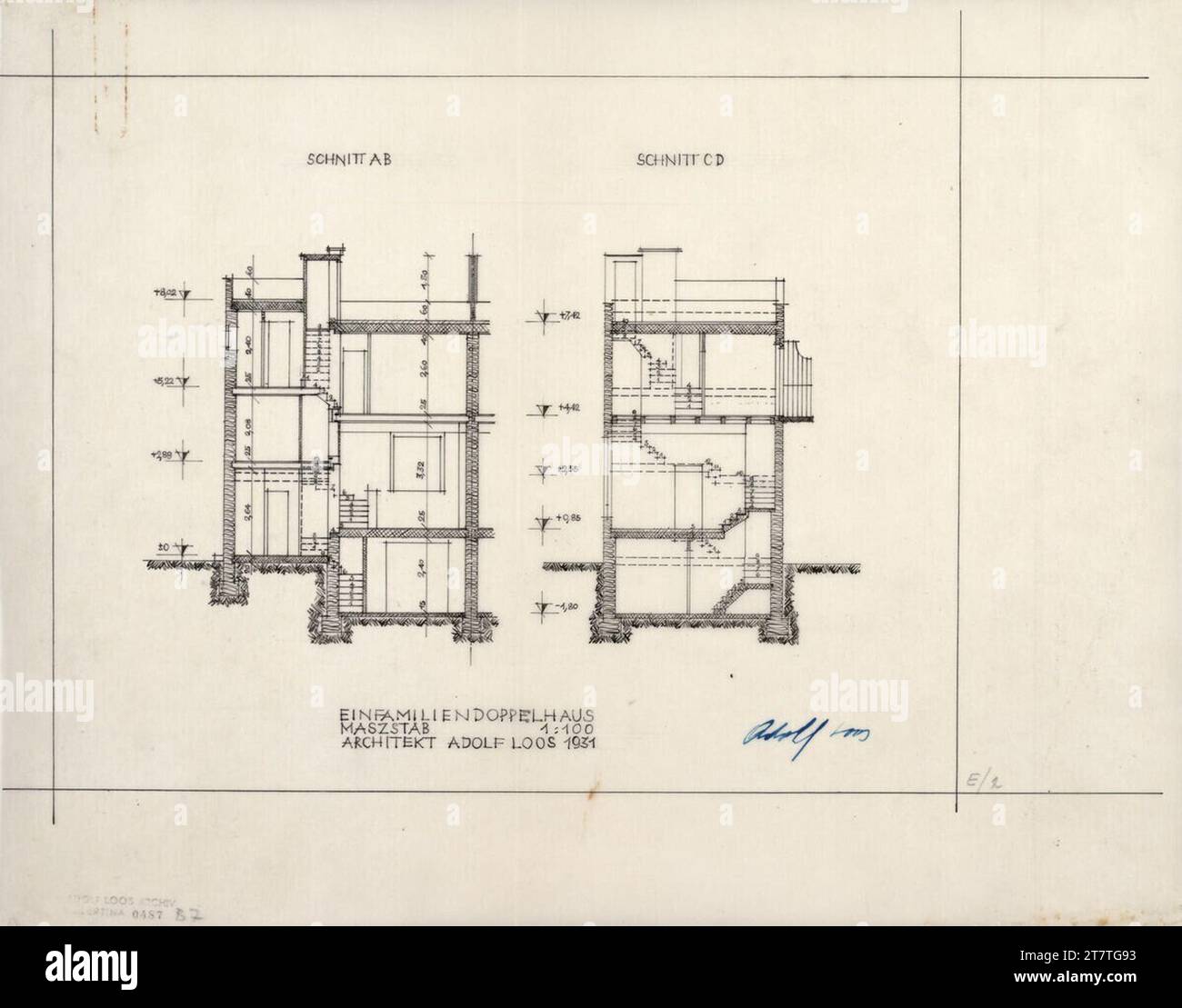 Adolf Loos (Entwerfer in) Single-family double house (Werkbundsiedlung ...