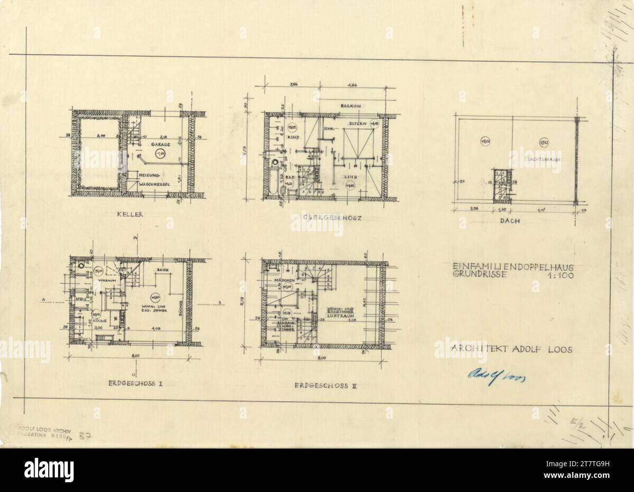 Adolf Loos (Entwerfer in) Single-family double house (Werkbundsiedlung ...