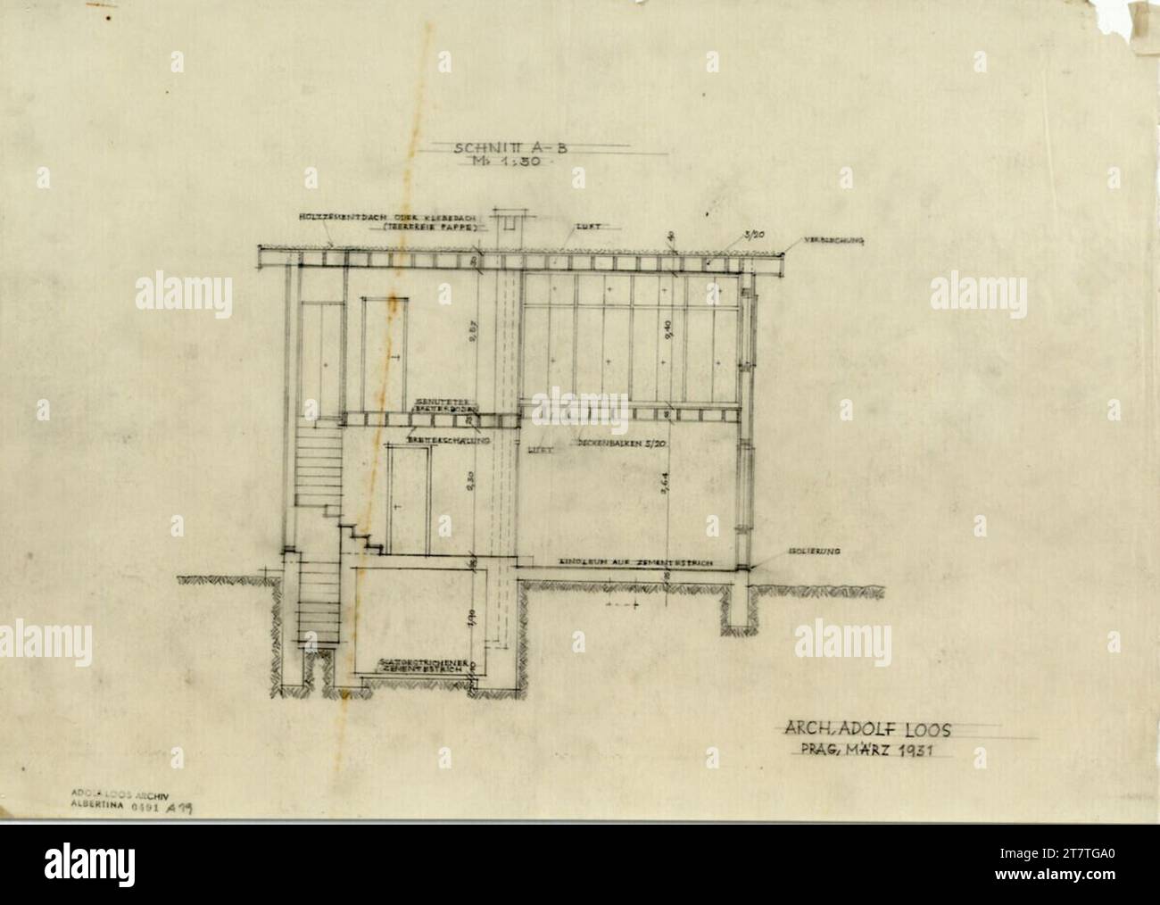 Adolf Loos (Entwerfer in) House Mitzi Schnabl, Vienna XXII., Flachsweg ...