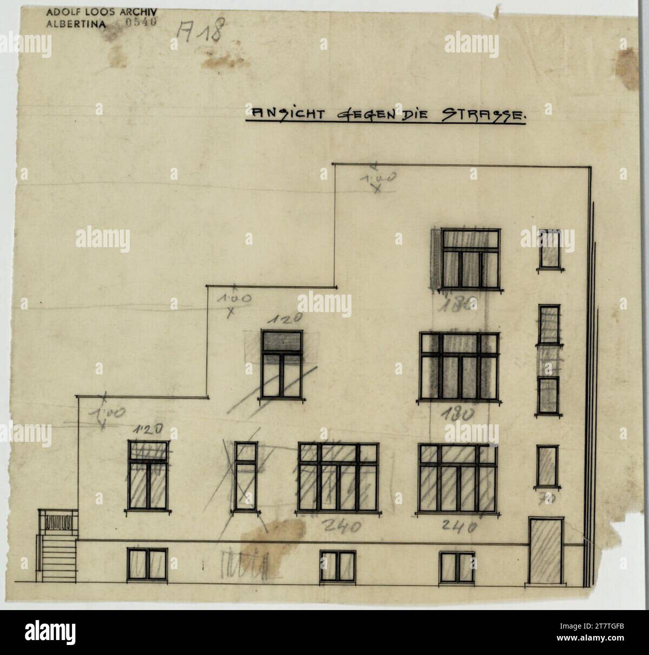 Adolf Loos (Entwerfer in) House Scheu, view against the street, early ...
