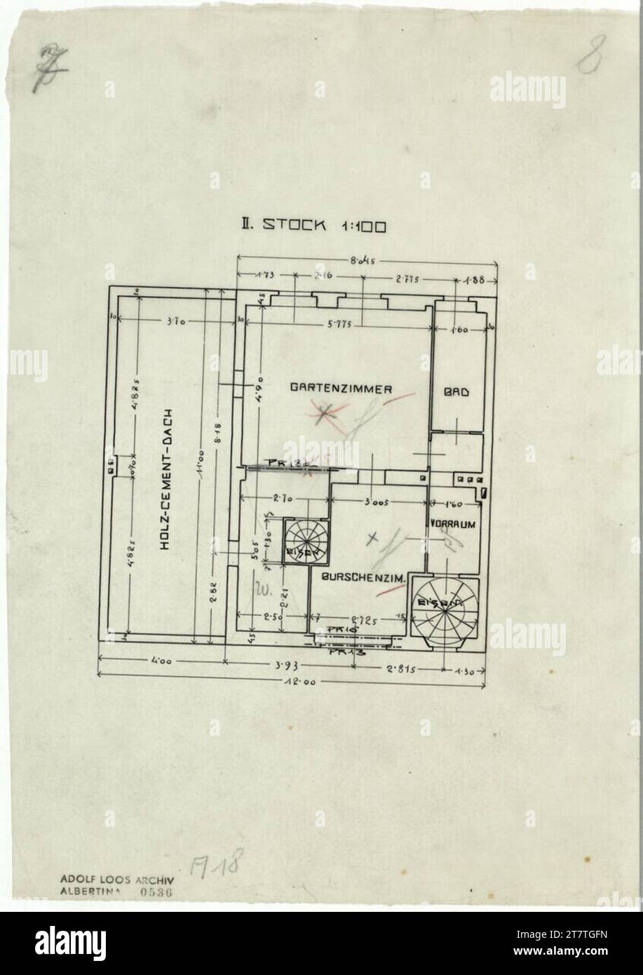 Adolf Loos (Entwerfer in) House Scheu, floor plan, II. Stock ...