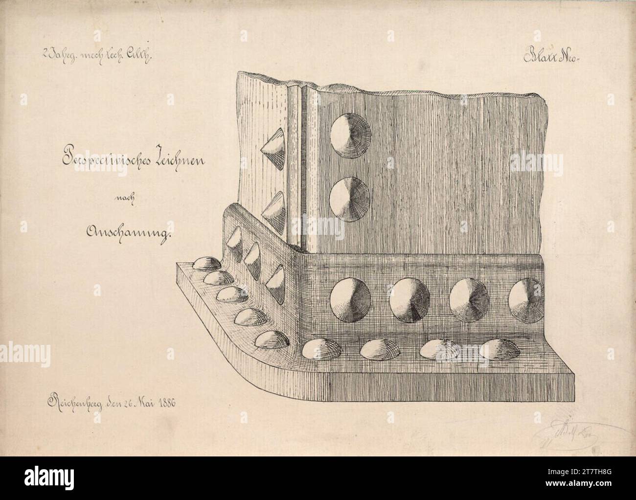 Adolf Loos (Zeichner in) Work from the school days of Loos, perspective ...