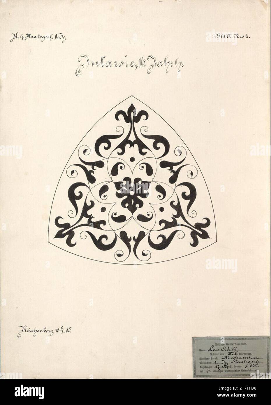 Adolf Loos (Zeichner in) Work from the school days of Loos, Intarsie 8 ...