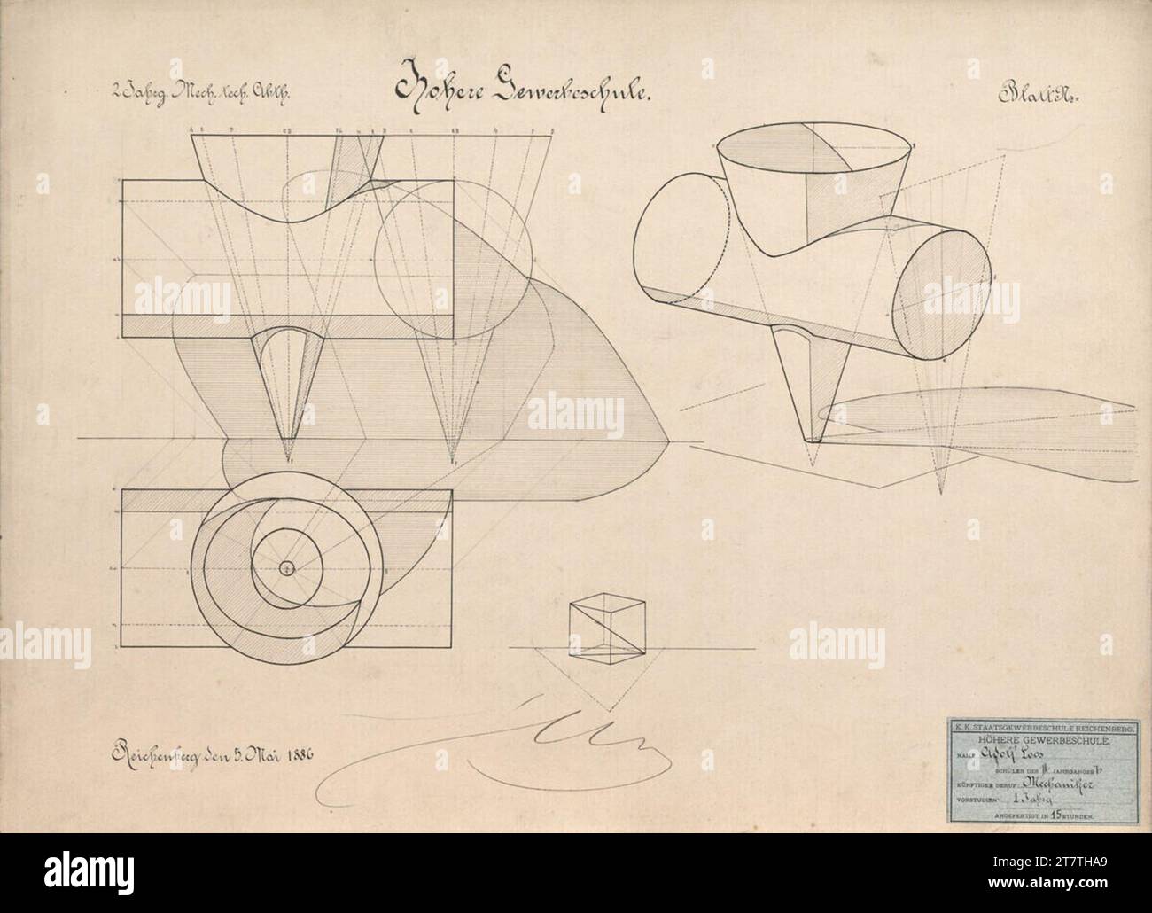 Adolf Loos (Zeichner in) Work from the school days of Loos, rotary body ...