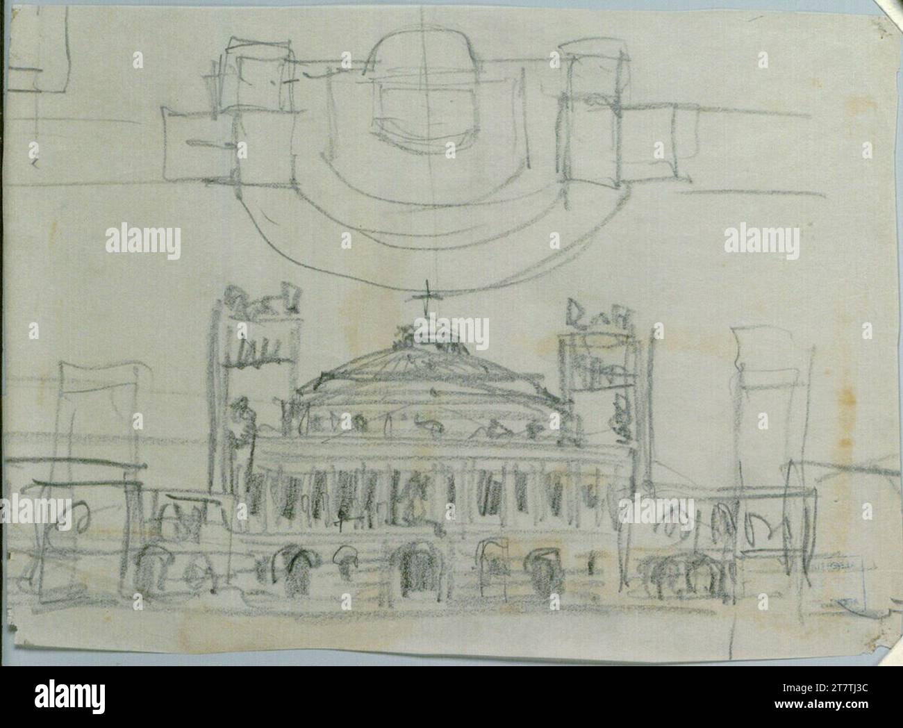 Alfred Castelliz (Churches?)-Design with two towers and side wings ...