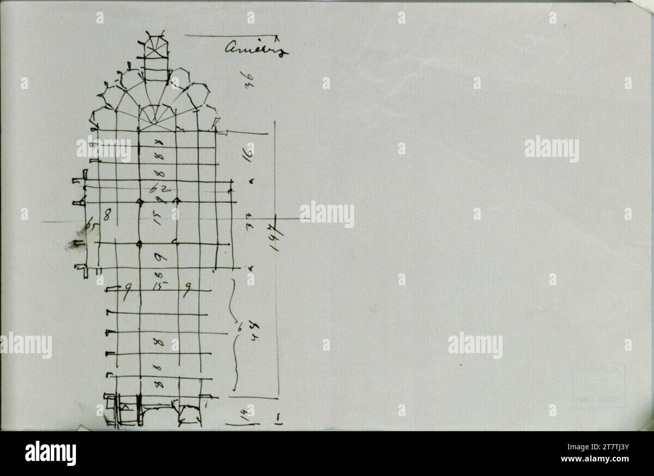 Alfred Castelliz (Zeichner in) Amiens, cathedral, floor plan. Paper ...