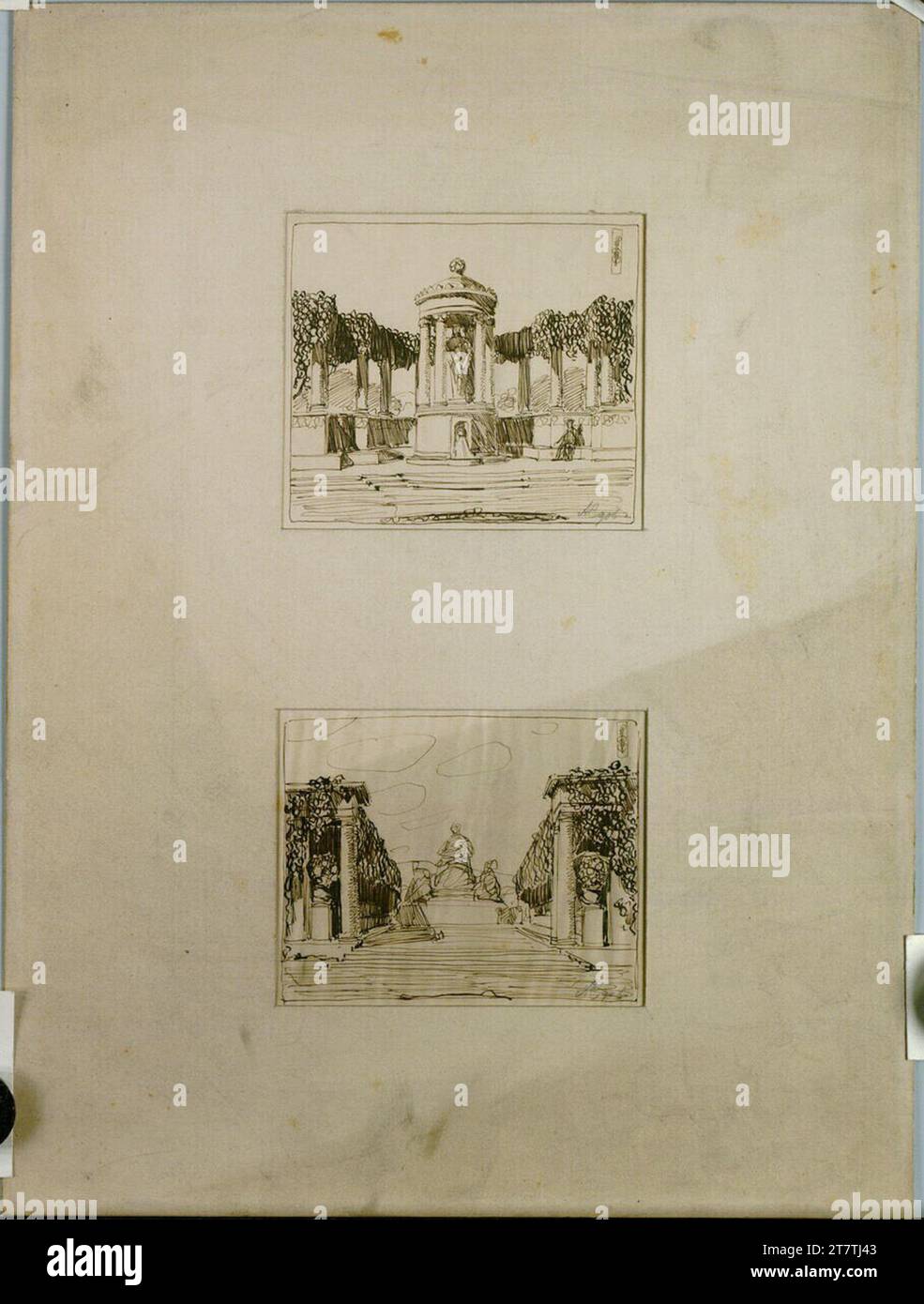 Alfred Castelliz Monument with free stairs and pergola, perspective ...