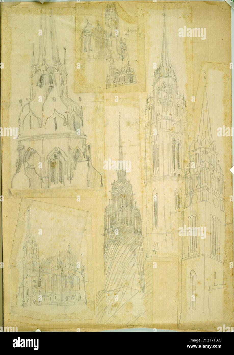 Alfred Castelliz (Zeichner in) Architecture studies (6 pieces) to ...