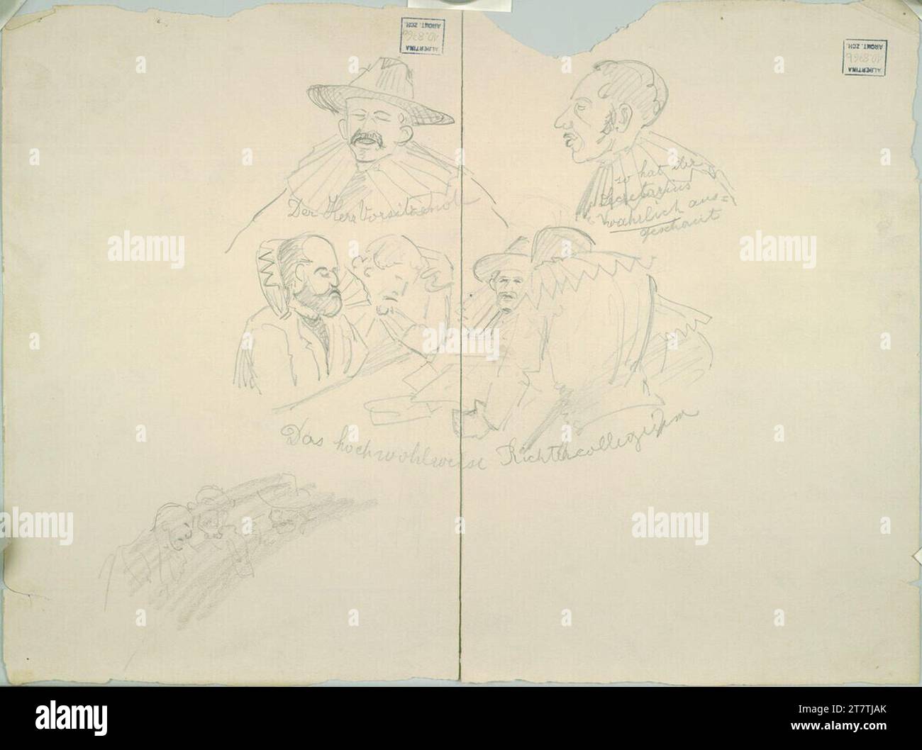 Alfred Castelliz Sitting men in historical costumes. Paper, firm ...