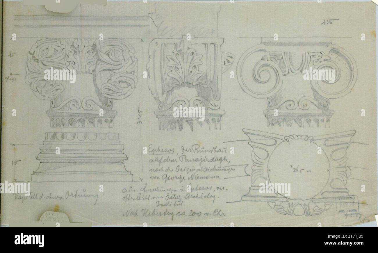 Alfred Castelliz (Zeichner in) Ephesos, chapter studies, open, below ...