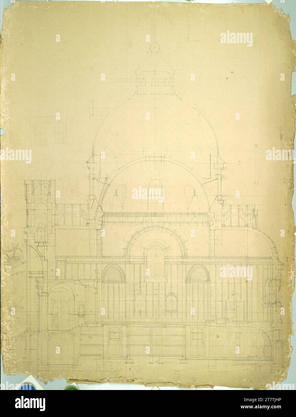 Alfred Castelliz Salzburg, cemetery chapel, longitudinal section. Paper ...