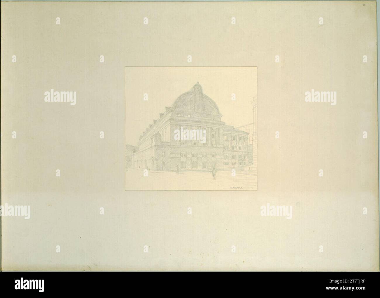 Alfred Castelliz Karlsbad, urban spa house, draft competition "Eroica ...