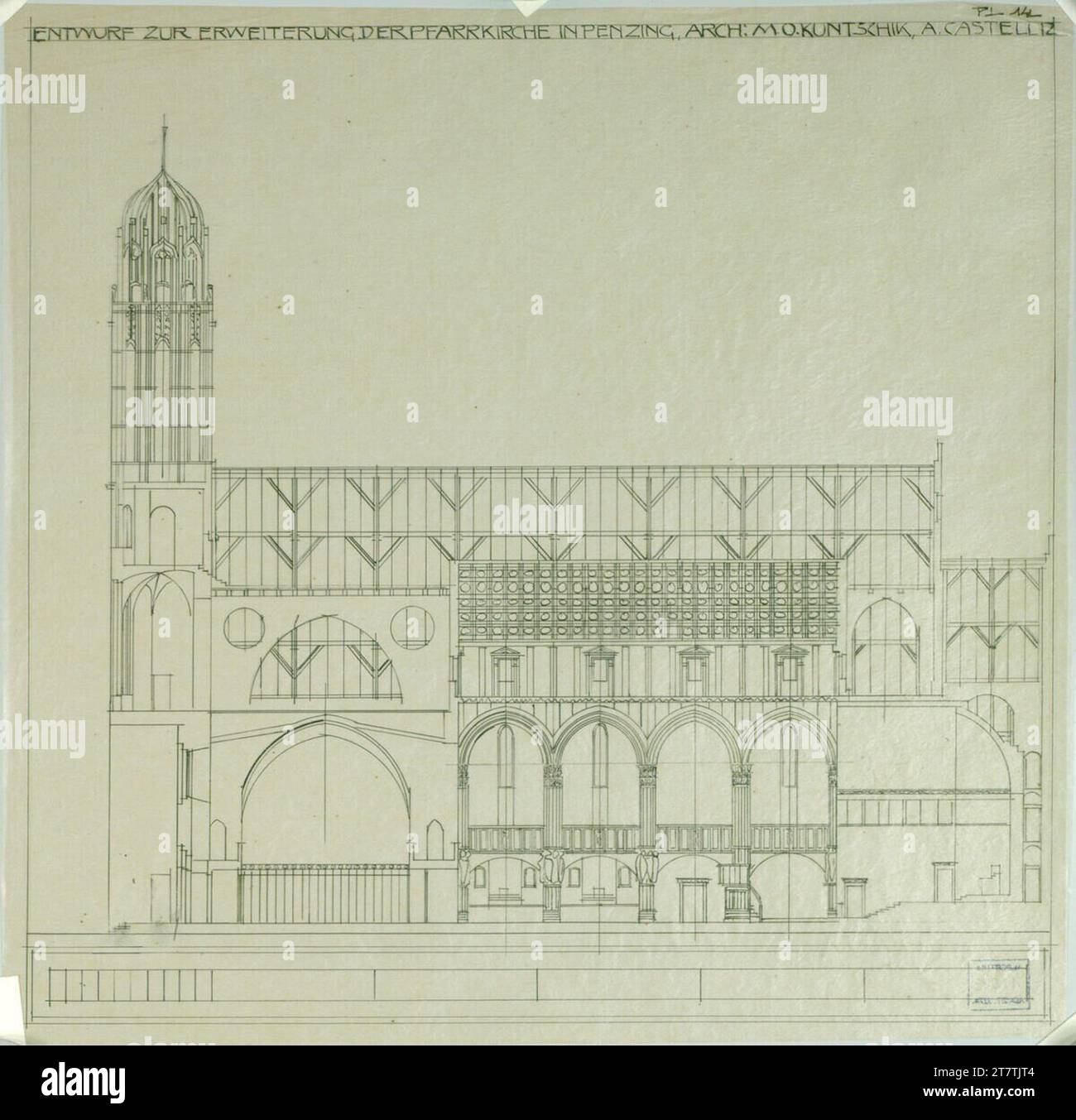 Alfred Castelliz Vienna-Penzing, extension of the parish church of St ...