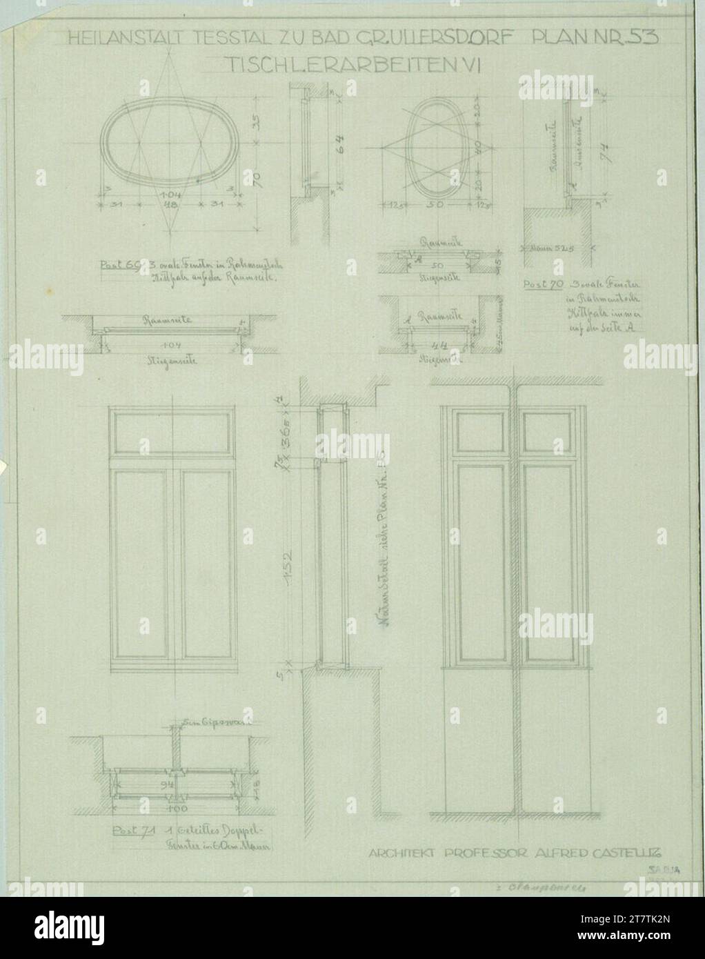 Alfred Castelliz Bad Groß Ullersdorf (northern Moravia), Sanatorium Thesstal, carpentry work VI ...