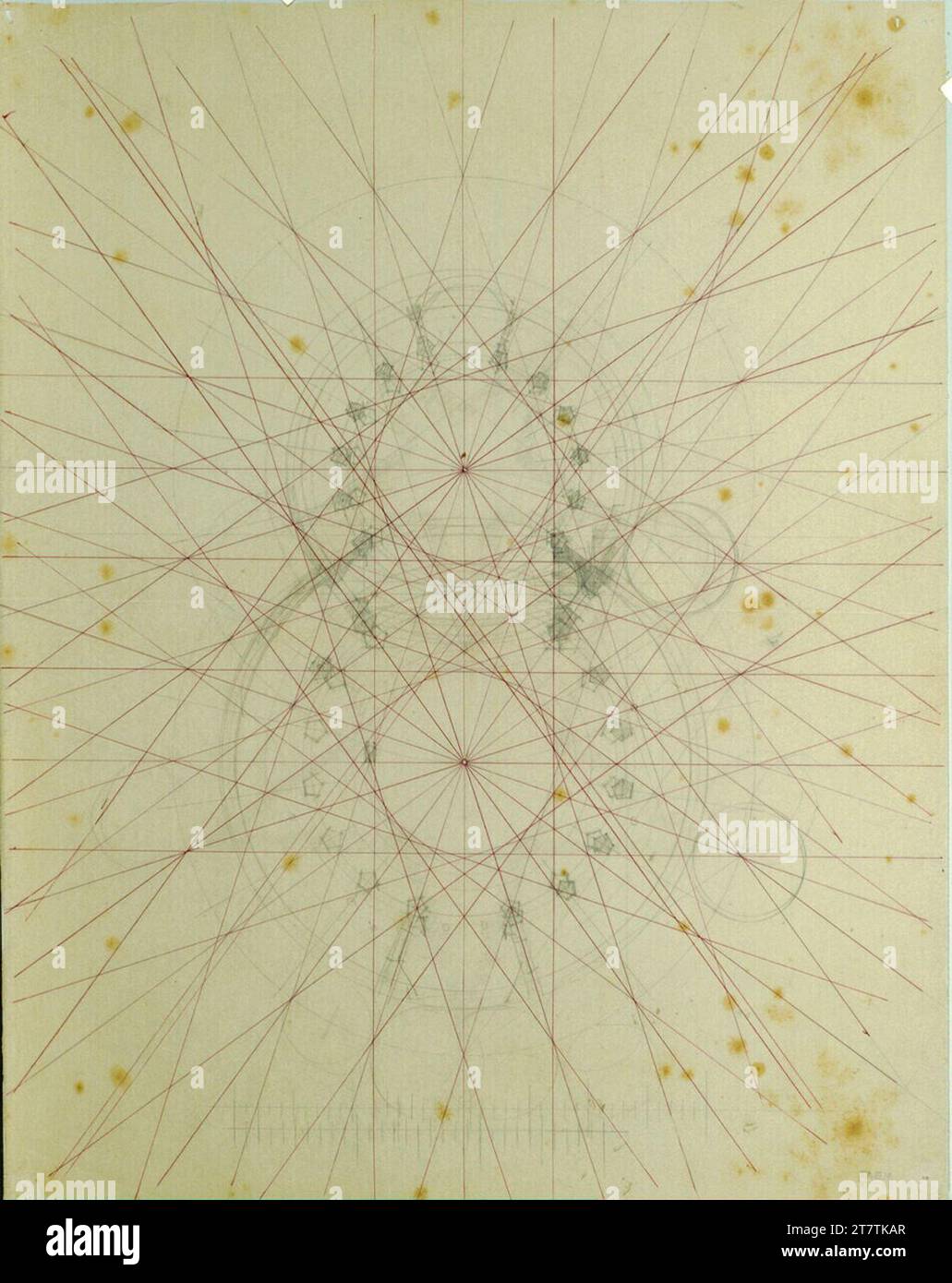 Alfred Castelliz Dornach, Goetheanum, sketch on the floor plan concept ...