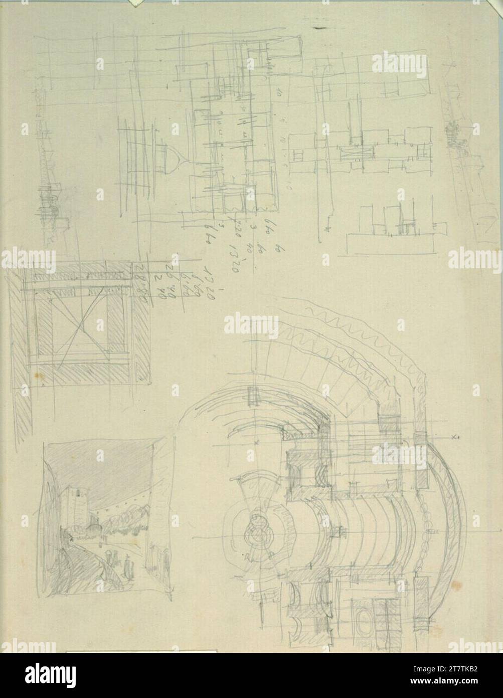 Alfred Castelliz Dornach, Goetheanum, draft sketches on the general ...